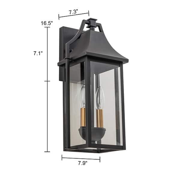 2-Light Large Outdoor Pyramid Matte Exterior Wall Lantern Sconce Light ...