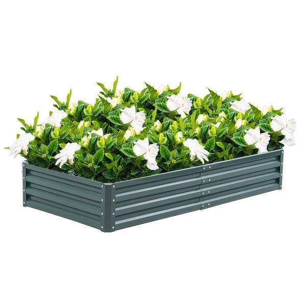 Ainfox Metal Raised Garden Bed Outdoor Corrugated Planter Box - Bed ...