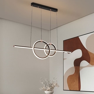 Modern LED Hanging Chandelier 3 Colors Dimmable with Remote - 39.3inch ...