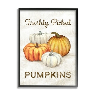 Stupell Freshly Picked Pumpkins Phrase Orange White Pumpkin Harvest ...