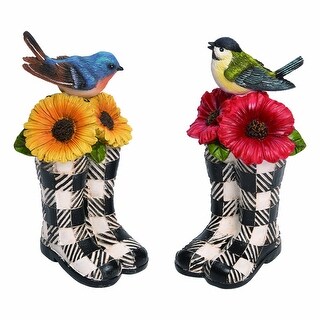 Transpac Resin Bird On Checker Boot Set of 2 Spring Home Decorations ...