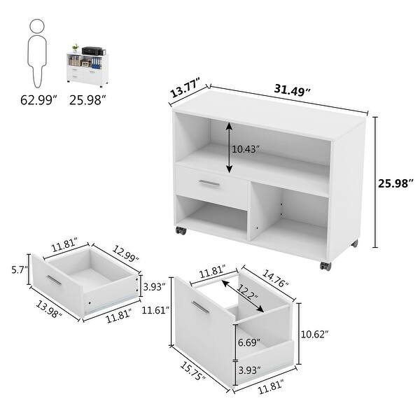 Mobile Lateral File Cabinet with 3-Drawer & Storage Shelf - Bed Bath ...