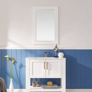 Shannon 36" Rectangular Bathroom/Vanity framed Wall Mirror in White ...