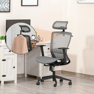 Vinsetto Mesh Home Office Chair with Lumbar Back Support, Coat Hanger ...