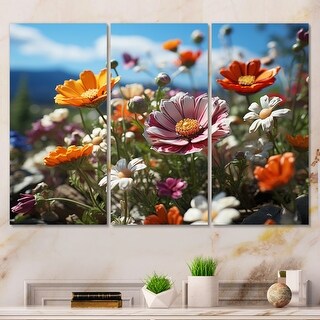 Designart "Whimsical Wildflowers Bouquet" Floral Canvas Prints Set ...