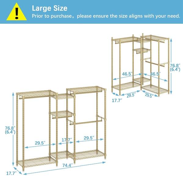 Garment Rack Heavy Duty Clothes Rack with 7 Adjustable Shelves & 4 ...