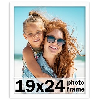 19x24 Frame White Solid Wood Picture Frame Includes UV Acrylic Shatter ...