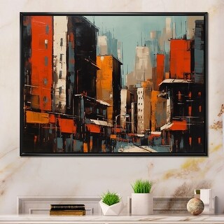 Designart "Orange And Yellow Metropolitan Marvels" City Architecture ...
