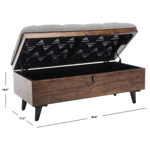 SAFAVIEH Liam Tufted Cocktail Ottoman-Grey / Dark Oak - Bed Bath ...