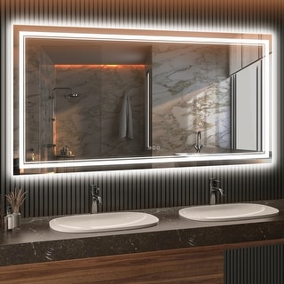 LED Bathroom Vanity Mirror Wall Mounted Anti-Fog Dimmable Mirror - Bed ...