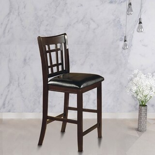 Lattice Back 24" Wooden Counter Height Chair with Leatherette Seat - 41 ...