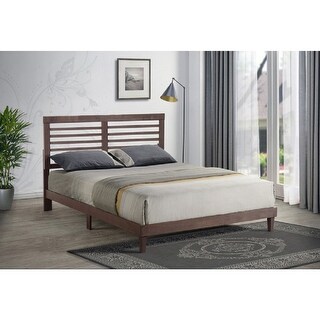 Mid-Century Modern Woden Platform Bed with Headboard, Brown - Bed Bath ...