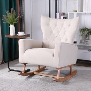 Velvet Tufted Rocking Chair for Livingroom High Back Accent Chair with ...