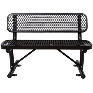 4 ft. Outdoor Steel Bench with Backrest - Bed Bath & Beyond - 38253573