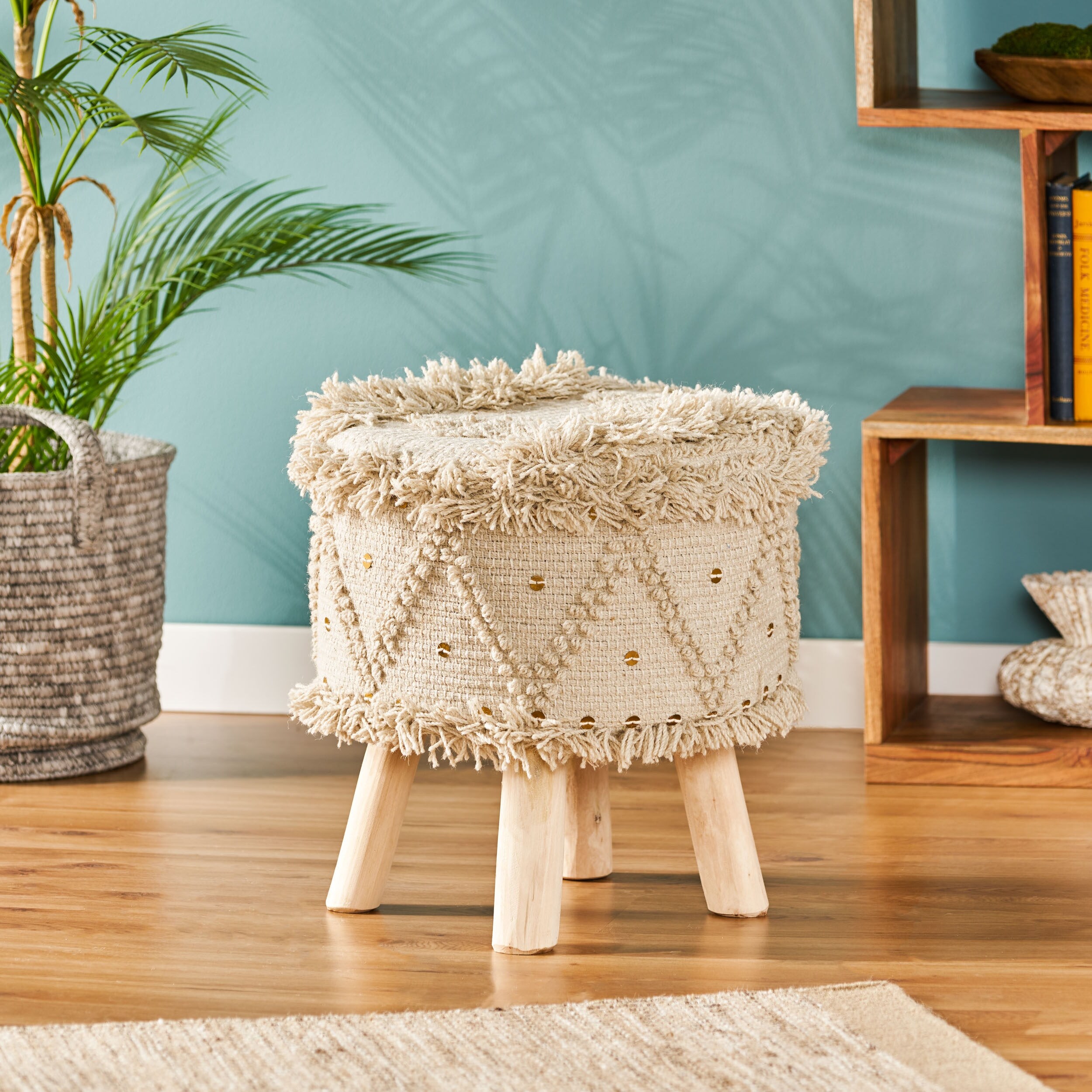 Roja Handcrafted Boho Fabric Stool by Christopher Knight Home On Sale Bed Bath Beyond 22538883