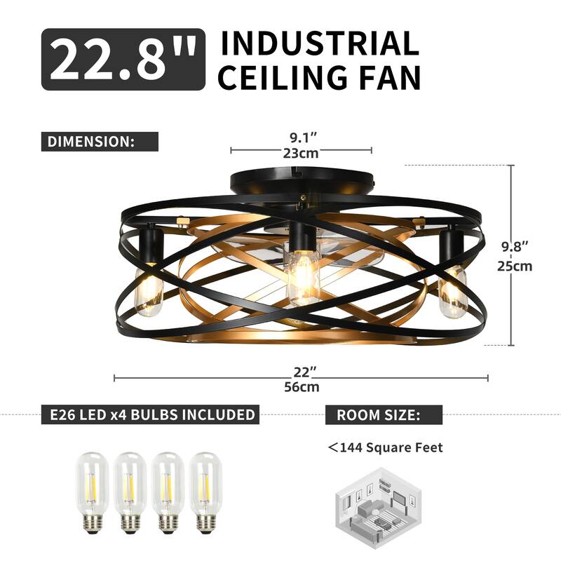 22'' Caged Ceiling Fans with Lights Remote Control - On Sale ...
