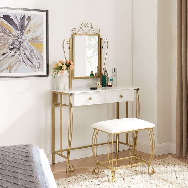 gold colour dressing table
