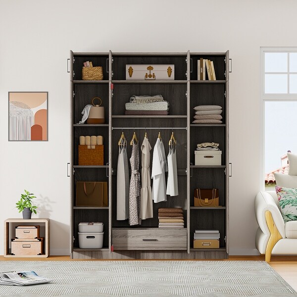 4 Door Wardrobe with 1 Drawer and Top Cabinet Bed Bath Beyond 40964744