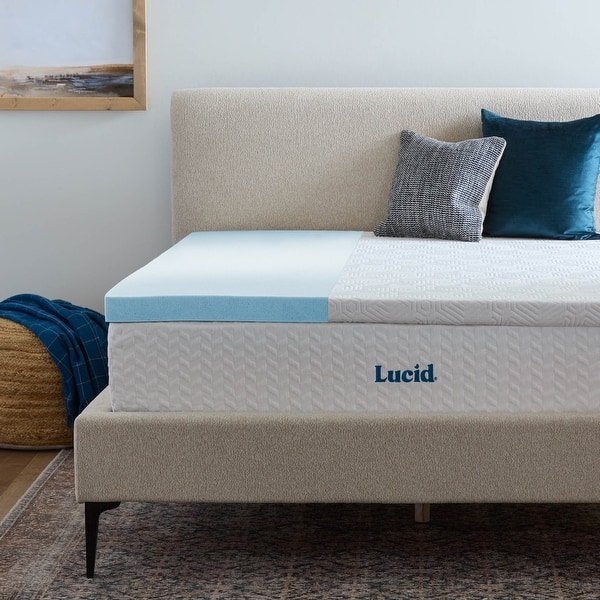 Lucid Comfort Collection 2 Inch Gel and Aloe Memory Foam Topper - On ...