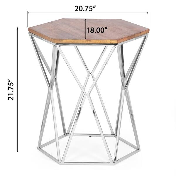 Cowger Mango Wood and Stainless Steel Handcrafted Side Table by ...