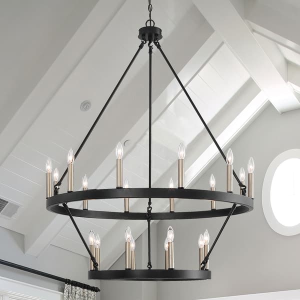 The Gray Barn Highclere Farmhouse 20-light Wagon Wheel Chandelier - 40 ...