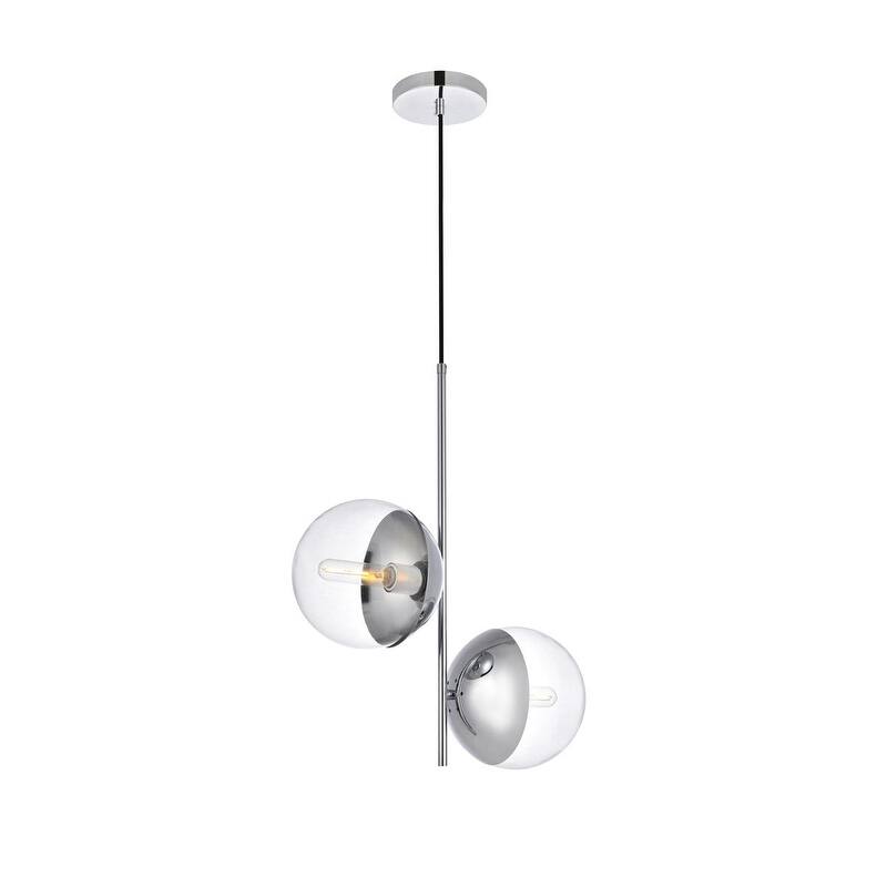 Modern 2-light 17-inch Double Bubble Pendant w/ Clear Glass - Overstock ...
