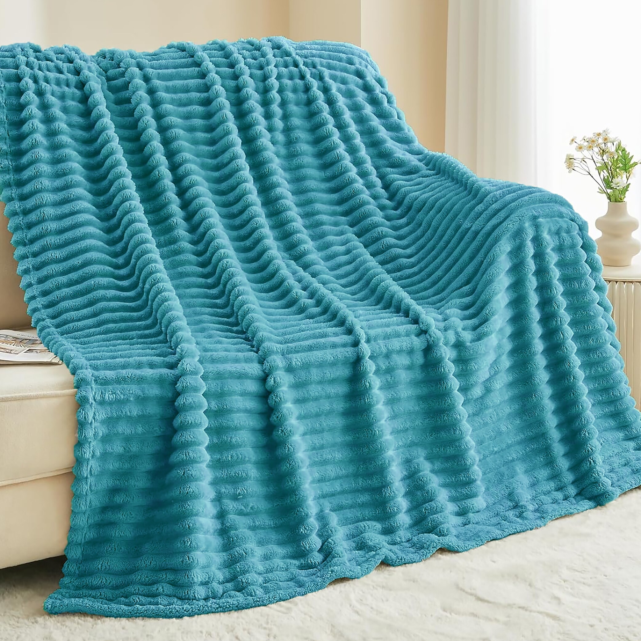 turquoise knitted throw