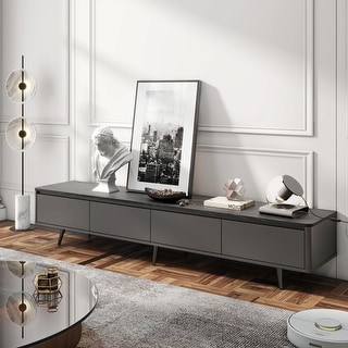 Marble Texture TV Stand with 4 Drawers Media Console for TVs Up to 70 ...