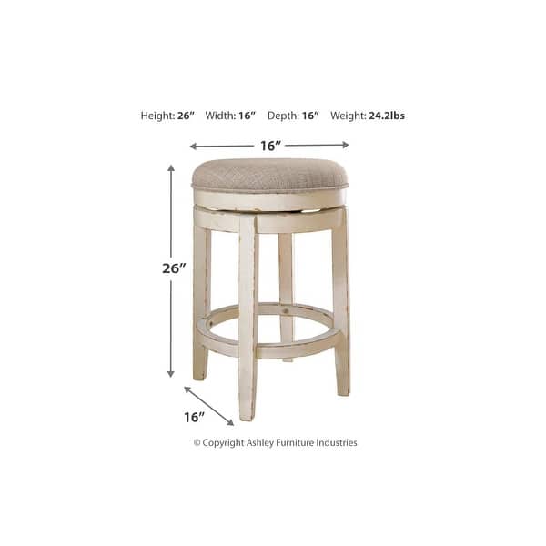 Realyn Chipped White Upholstered Swivel Stool - Bed Bath & Beyond ...