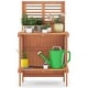 Costway Wood Potting Bench Waterproof Garden Table with 2-Tier Open ...