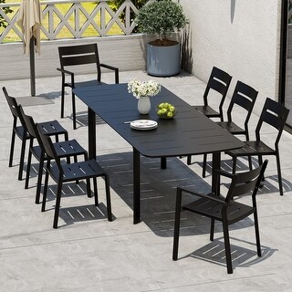 Outdoor Patio Dining Table Set Rectangular Expandable Table with ...