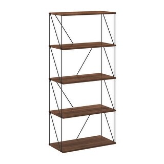 Furinno Rata 5-Tier Industrial Multipurpose Flat Base Shelf Display ...