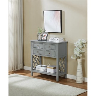 32"Wood Console Sofa Table With 4-Drawers.1 Shelf for Living Room,Gray ...