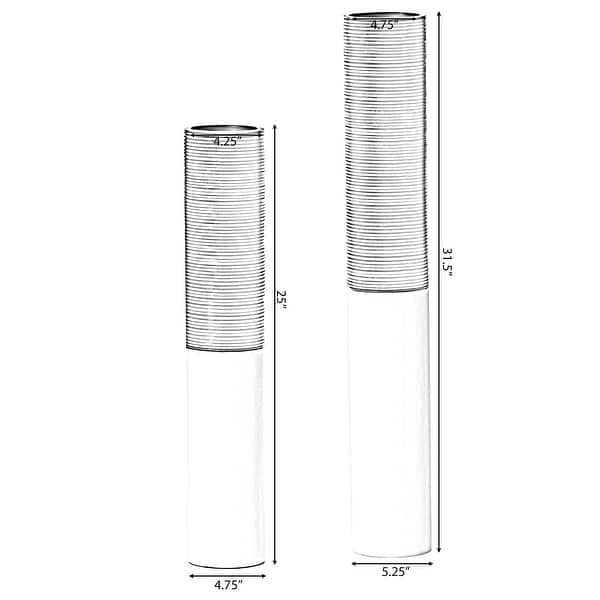 Modern White & Brown Decor Ribbed Accent - 31.5 Inches, Decorative ...