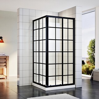 Elegant Corner Entry Enclosure in Sliding Shower Doors Enclosure 34 in. W x 34 in. L x 72 in. H ...