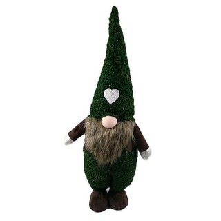 Gnome With Heart Hat Christmas Tabletop Figurine 26"- Green and Brown ...