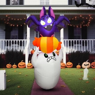 Syncfun 5 FT Tall Halloween Inflatable Ghost Seize Candy with Bat - Bed ...