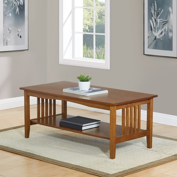 Porch & Den Clifton Mission Medium Oak Finish Coffee Table - Bed Bath ...