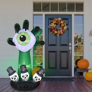 6 Ft Halloween Inflatable Monster Hand with Eyeball Led Lights Decor ...