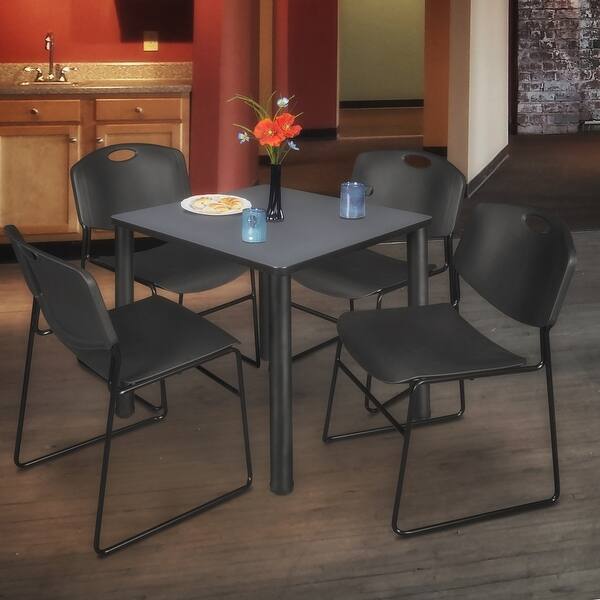 Regency Seating Kee Black 30-inch Square Breakroom Table with 4 Zeng ...