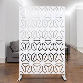 Privacy Screen Metal 76" H×48" W, Freestanding Decorative Privacy ...