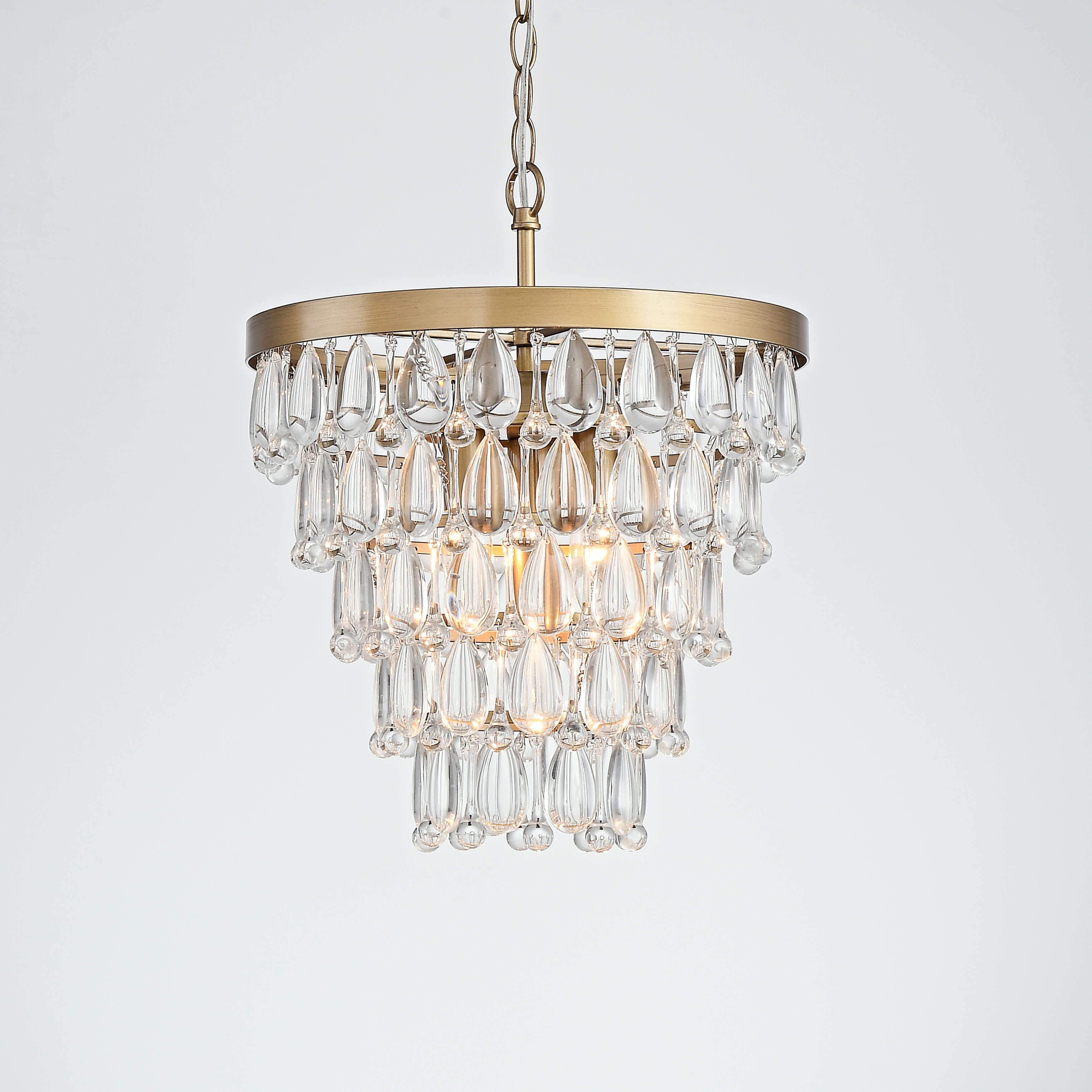 Charlotte Brushed Gold Integrated LED 40-Watt Chandelier - N/A - On ...