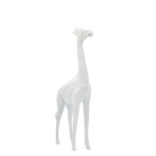 16" Giraffe Statue Contemporary White Standing Polyresin Giraffe ...