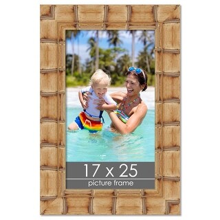 17x25 Bamboo Natural Complete Wood Picture Frame with UV Acrylic, Foam ...