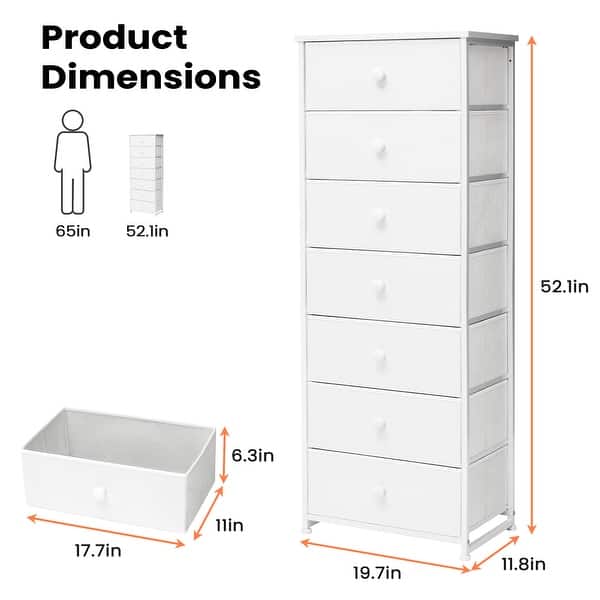 7 Drawers Chest Furniture Storage Tower Organizer Unit for Bedroom ...
