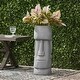 Stone Gray Large Garden Decor Statue Cast Stone Flower Pot - Bed Bath ...