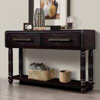 Retro Sofa Table with Power Outlets and USB Ports, Solid Wood Console ...