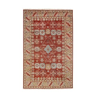 Hand-Knotted Wool Rust Traditional Geometric Modern Knotted Rug ...