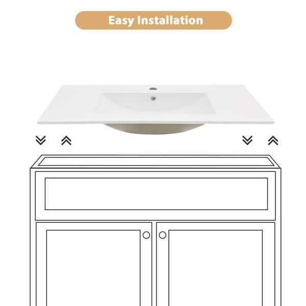 Kichae Vanity Top with Sink 30/31/36 Inch Ceramic Bathroom Vanity Top ...