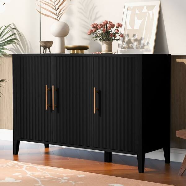 Featured 3-Door Storage Cabinet With Metal Handles,Multiple Storage ...